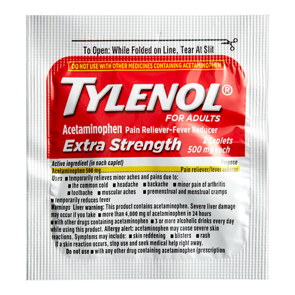 Tylenol 40900 Extra Strength Acetaminophen Tablets - 100/Box