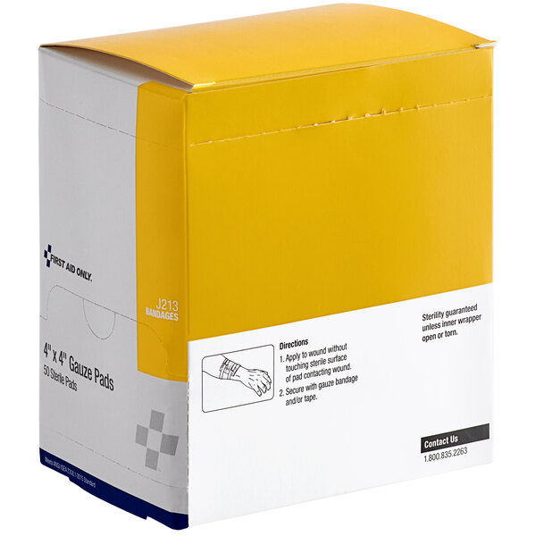 First Aid Only J213 4" x 4" Sterile Gauze Pad - 50/Box