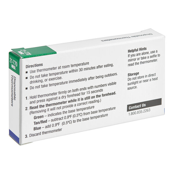 First Aid Only 21-770-002 Disposable Thermometer - 10/Box