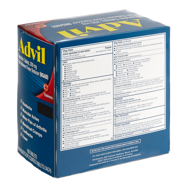 Advil 15000 Ibuprofen Tablets - 100/Box