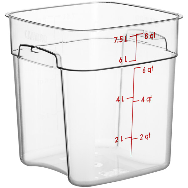 Cambro CamSquares® FreshPro 8 Qt. Clear Square Polycarbonate Food Storage Container