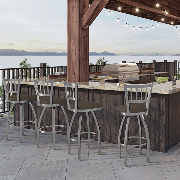 Holland Bar Stool Slat Back Swivel Stainless Steel Outdoor Counter ...