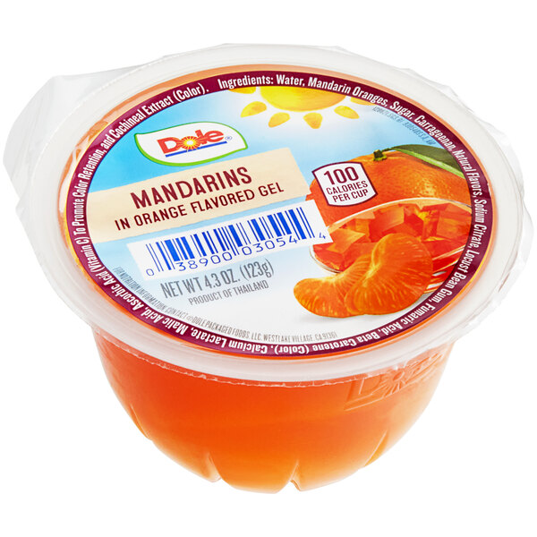 Dole Mandarin Oranges in Orange Flavored Gel 4.3 oz. Cup - 36/Case