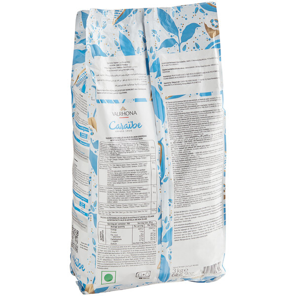 Valrhona Caraibe 66% Dark Chocolate Feve 6.6 lb. - 3/Case