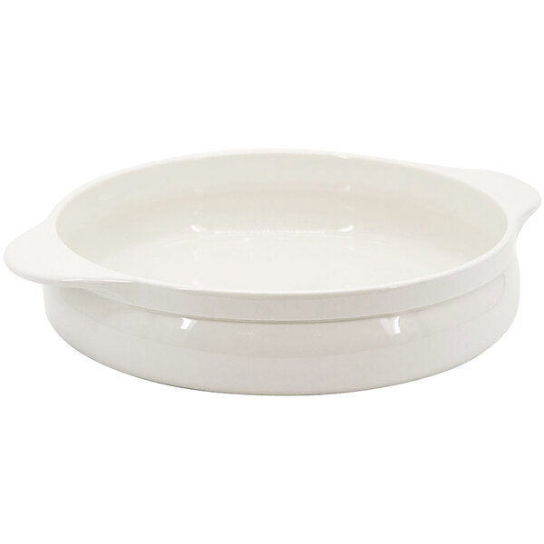 EcoBurner 3.8 Qt. Small Round White Porcelain Dish with Handles for ...