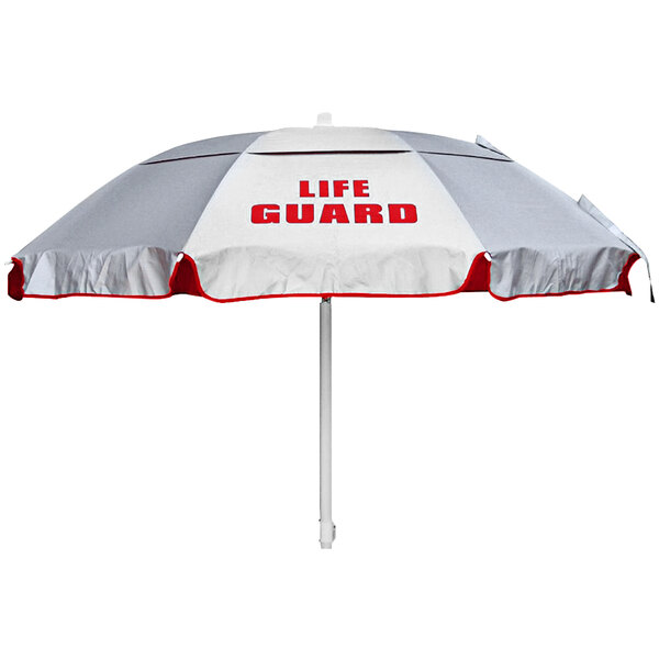 Kemp USA 5 1/2' Silver Wind Umbrella with Red LIFE GUARD Logo 12-003 ...