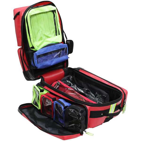 Kemp USA 10-115-RED-TPN Red Fluid-Resistant Tarpaulin Ultimate EMS Backpack