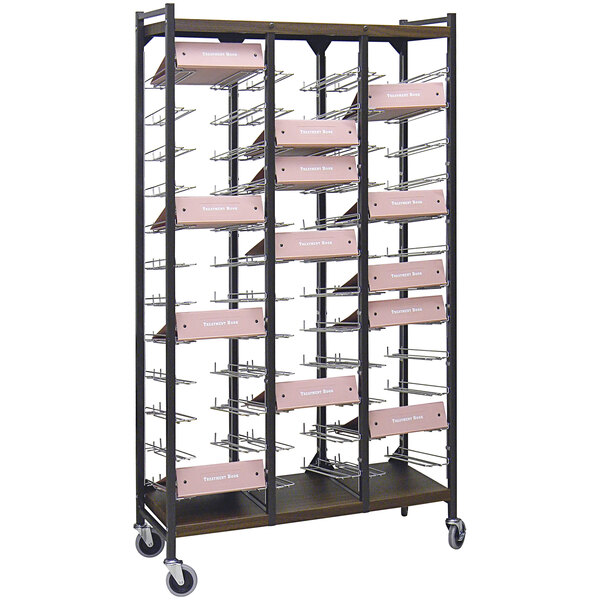 Omnimed Omnicart Woodgrain 32-Binder Flat Storage Open Cart 264583-WG