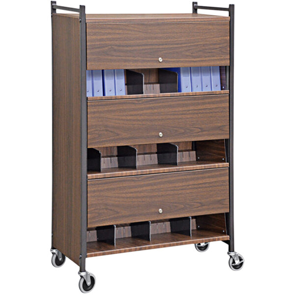 Omnimed Omnicart Woodgrain Vertical 30-Binder Closed Cart with Locking ...