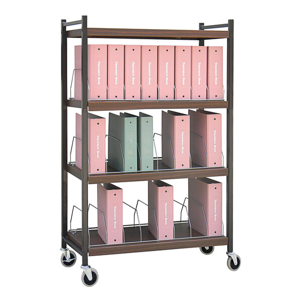 Omnimed Omnicart Woodgrain Vertical 24-Binder Big Beam Open Cart 261221-WG