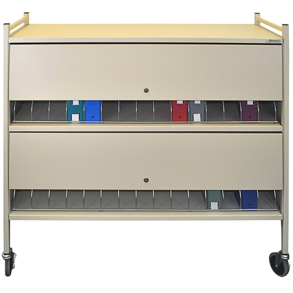 Omnimed Omnicart Beige Horizontal 30-Binder Closed Cart with Locking ...