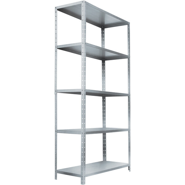 AR Shelving 16" x 39" x 76" 5-Shelf Galvanized Metal Bolted Shelving Unit