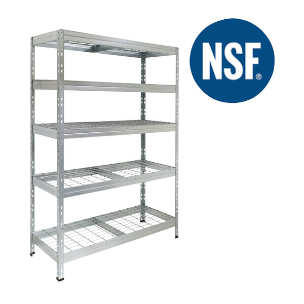 AR Shelving 18" x 47" x 71" NSF 5-Shelf Galvanized Boltless Rivet Wire ...