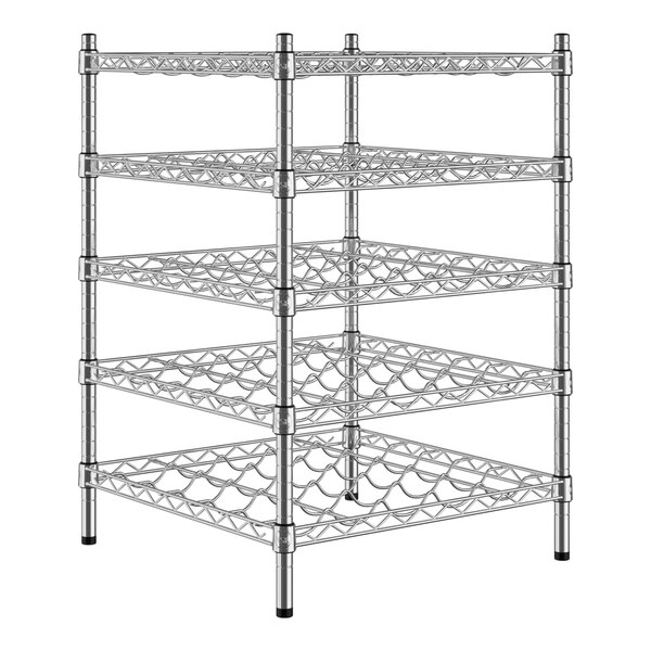 Regency 24" x 24" 5 Shelf 50-Bottle Chrome Wire Wine Rack with 34" Posts