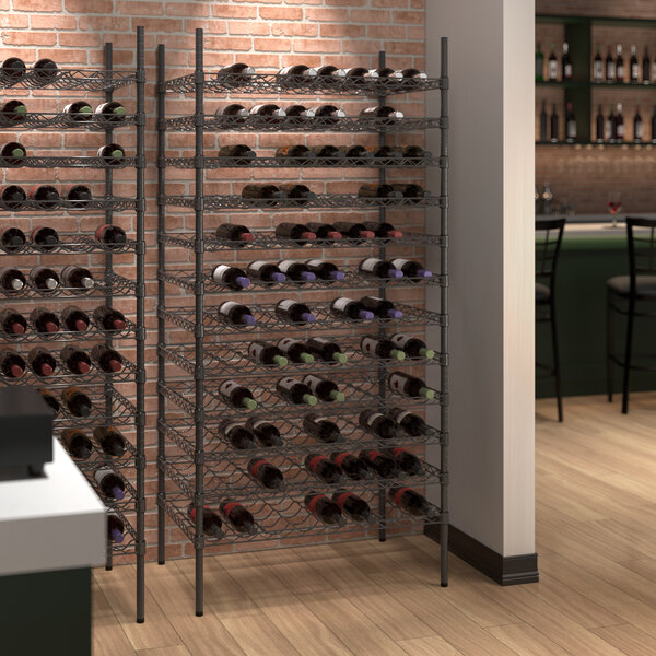 Regency 24" x 36" 12 Shelf 192-Bottle Black Epoxy Wire Wine Rack with ...