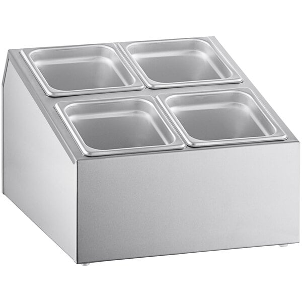 ServSense Stainless Steel Hotel Pan Organizer Set with (4) 1/6 Size Pans