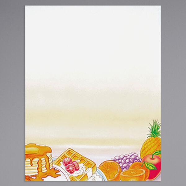 Choice 8 1/2" x 11" Menu Paper - Breakfast Themed Rooster Design Right ...