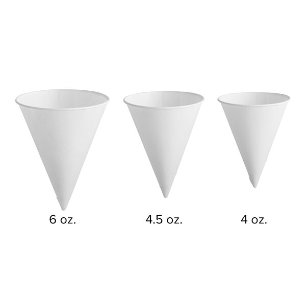 Carnival King White Rolled Rim Paper Cone Cup 4.5 oz. - 200/Pack
