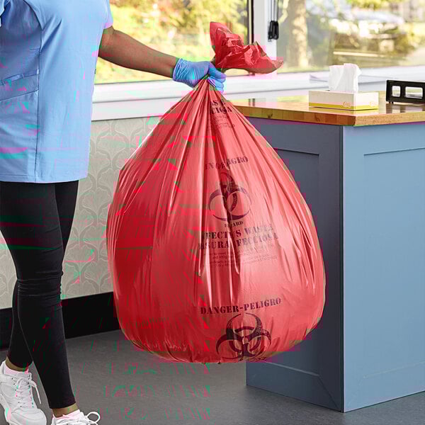 44 Gallon 17 Microns 37" x 50" High Density Red Infectious Waste ...