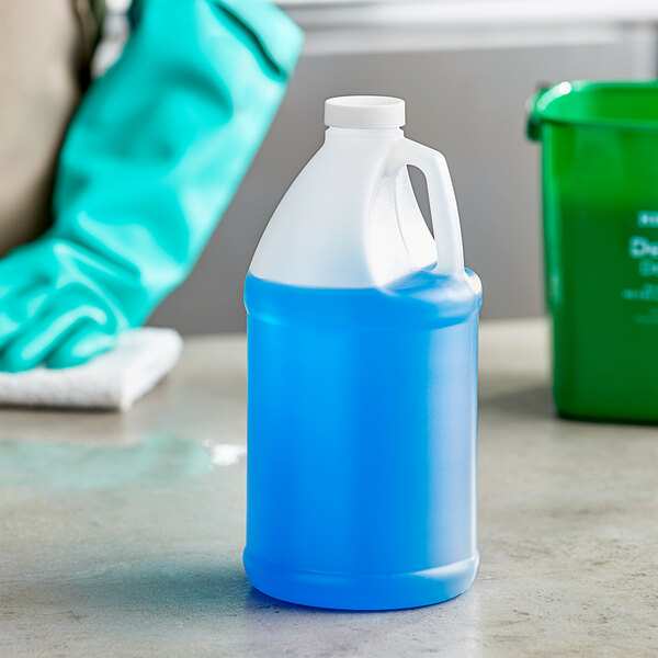 0.5 Gallon (64 oz.) Translucent HDPE Industrial Round Jug with White ...