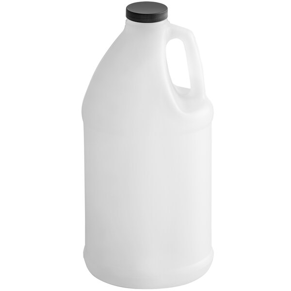 0.5 Gallon (64 oz.) Translucent HDPE Industrial Round Jug with Black ...