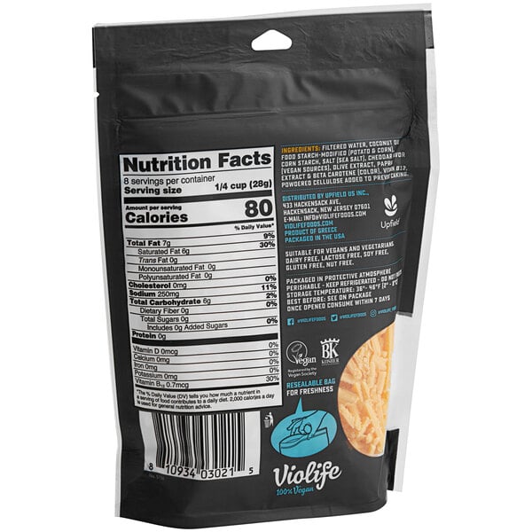 Violife Just Like Cheddar Vegan Cheese Shreds 8 oz. - 8/Case