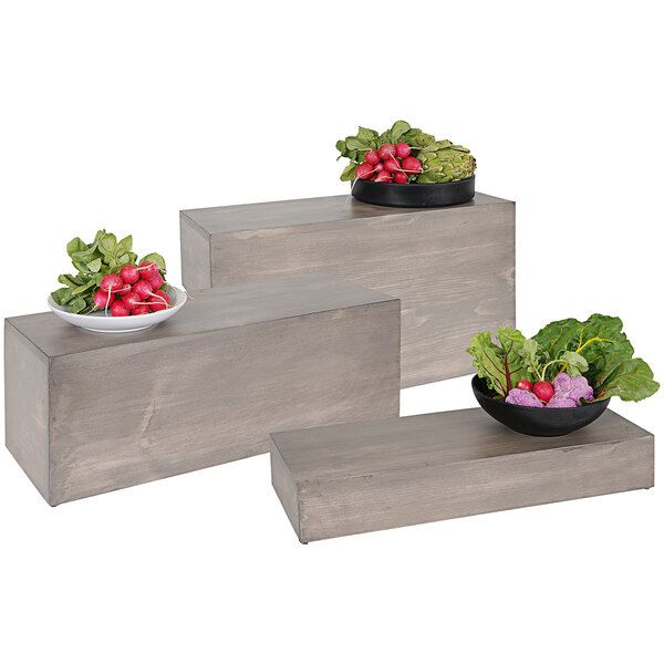 Cal-Mil Aspen 20 1/2" x 7" x 3" Rectangular Gray Pine Display Riser