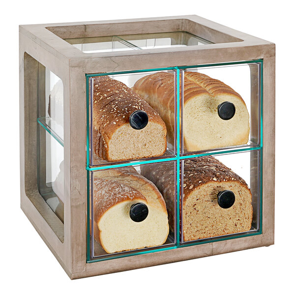 Cal-Mil Aspen 15" x 14 1/2" x 15" Gray Pine Four Drawer Bread Display ...