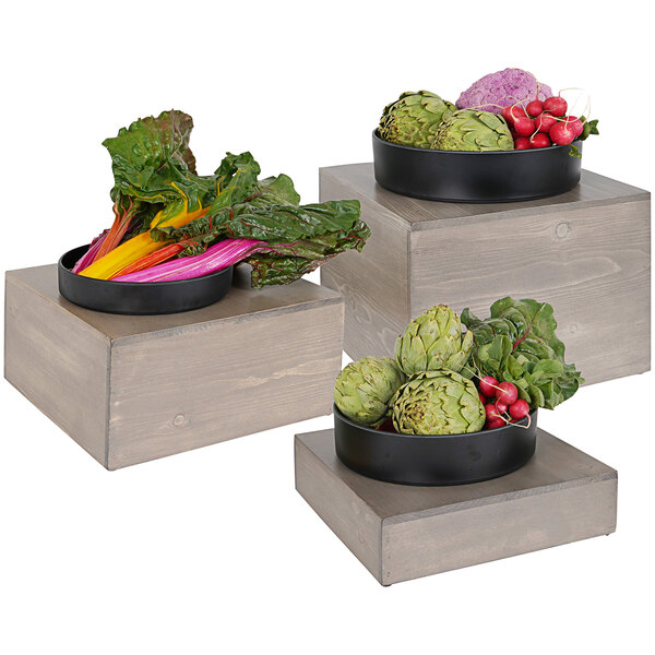 Cal-Mil 432-6-110 Aspen 12" x 12" x 6" Square Gray Pine Display Riser