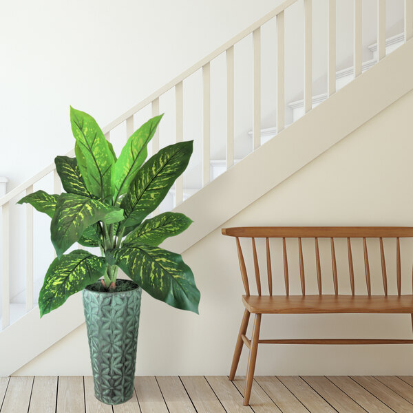 LCG Sales 48" Artificial Dieffenbachia Plant in Copper Washed Metal Planter