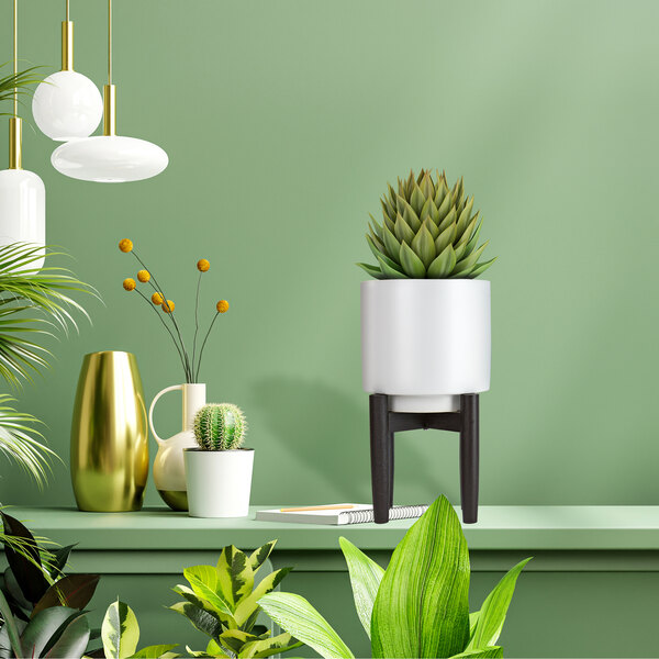 LCG Sales 10" White Ceramic Plant Stand
