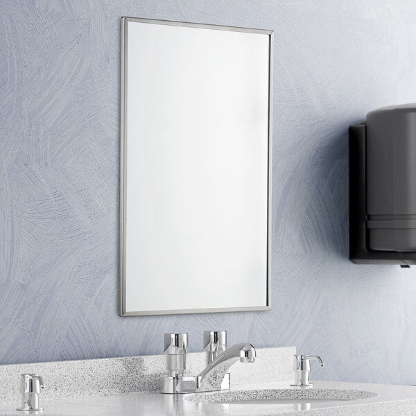 American Specialties, Inc. 24" x 36" Plate Glass Mirror with Stainless ...