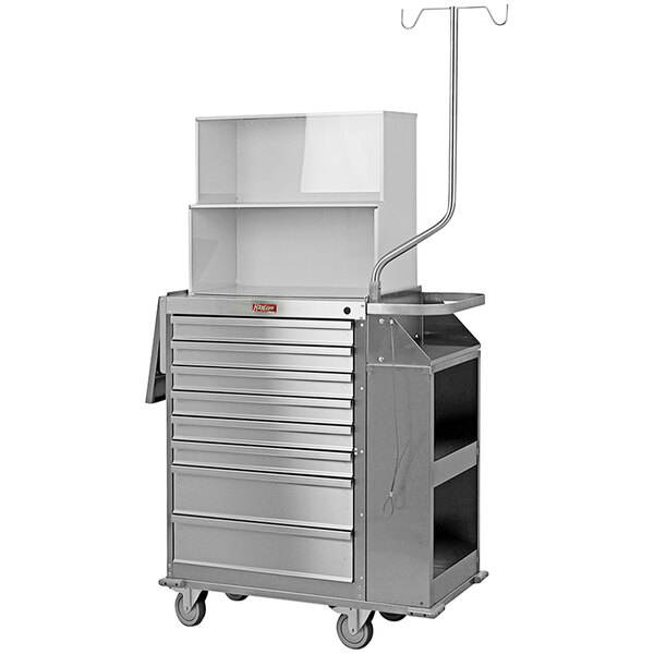 Harloff 38" x 21" x 43" 8-Drawer Stainless Steel Cast Cart with Top ...