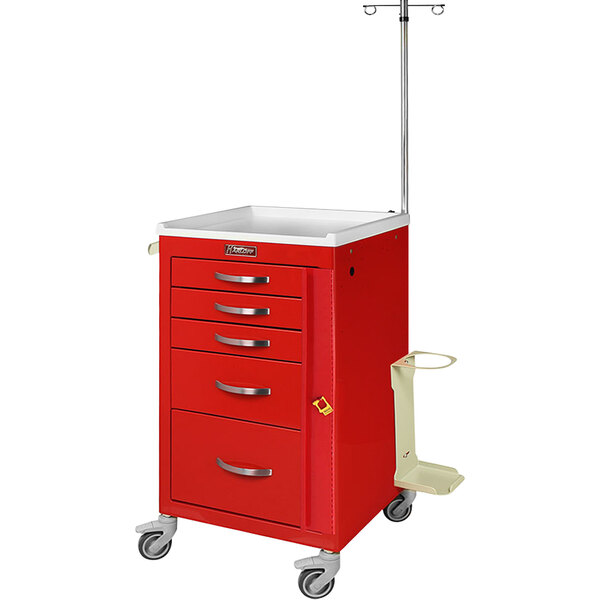 Harloff M-Series 18" x 18" x 34 1/2" 5-Drawer Steel Emergency Cart with ...