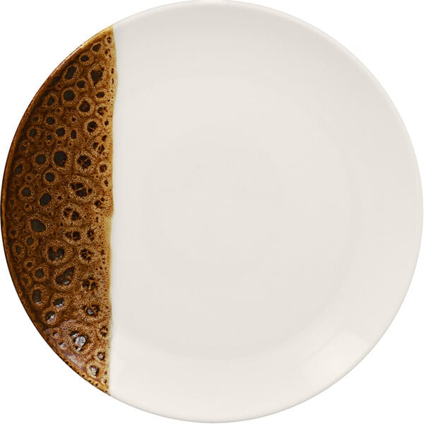 RAK Porcelain Wild 10 5/8" Brown Round Porcelain Flat Coupe Plate - 12/Case