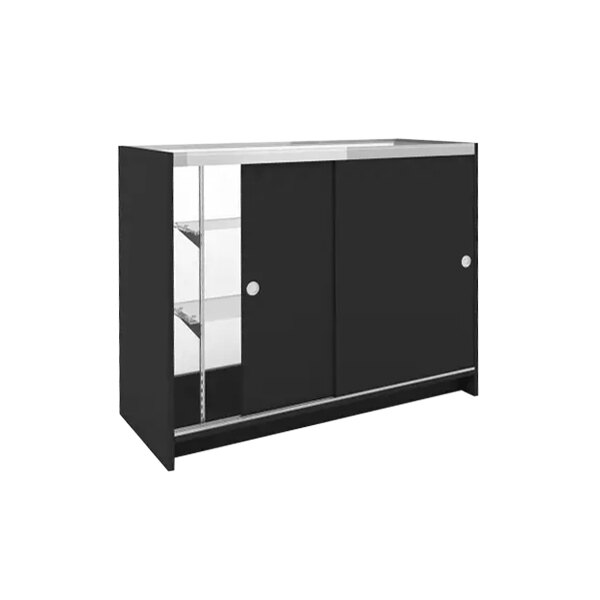 Econoco 48" x 20" x 38" Black 2-Shelf Safety Glass Showcase