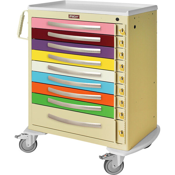 Harloff A-Series 36 3/4" x 22" x 43 3/4" 9-Drawer Aluminum Pediatric ...