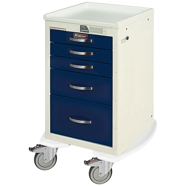 Harloff A-Series 24 3/4" x 22" x 37 1/4" 5-Drawer Aluminum Medical Cart ...