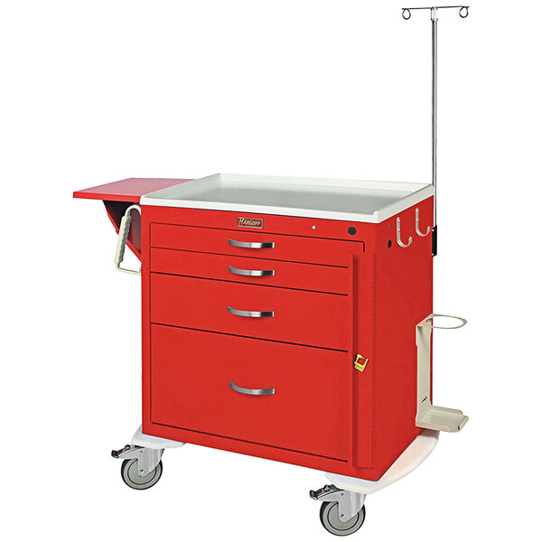 Harloff M-Series 36 3/4" x 22" x 37 1/4" 4-Drawer Steel Crash Cart with ...