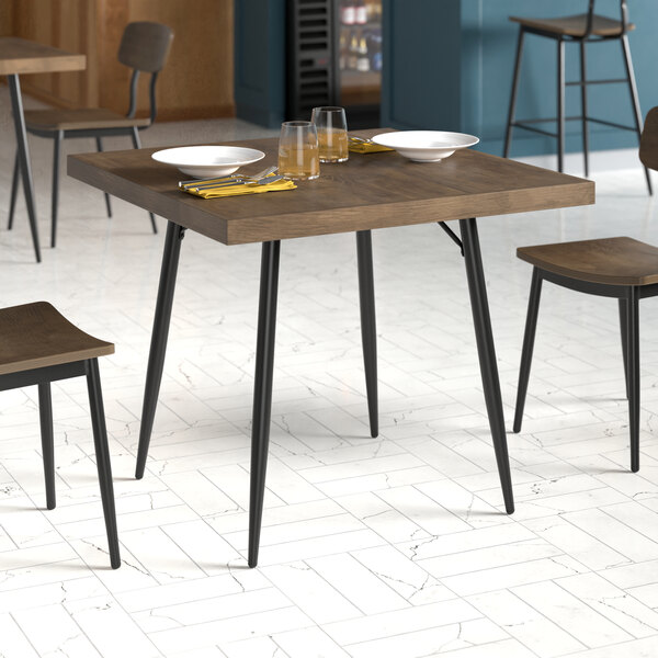 Lancaster Table & Seating Mid-Century 36" x 36" Standard Height Butcher ...