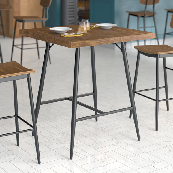 Lancaster Table & Seating Mid-Century 36" x 36" Black Bar Height Table Base