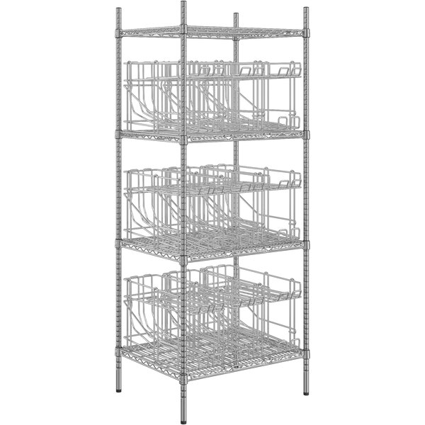 Regency 24" x 30" Chrome Wire Shelf Kit with 9 Can Racks and 74" Posts