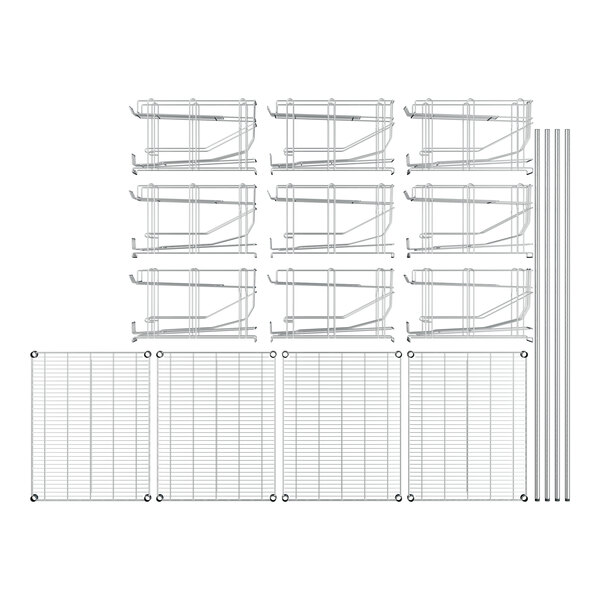 Regency 24" x 30" Chrome Wire Shelf Kit with 9 Can Racks and 74" Posts