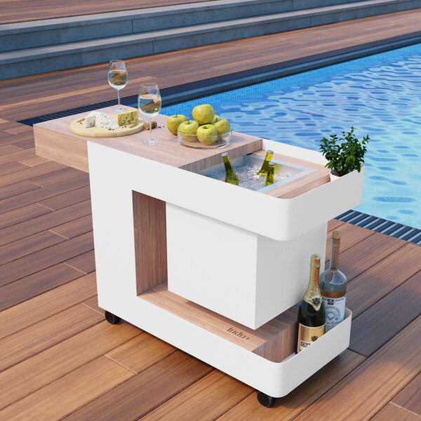 Astella INDU-BAR ISLE White Outdoor Mobile Bar / Side Table