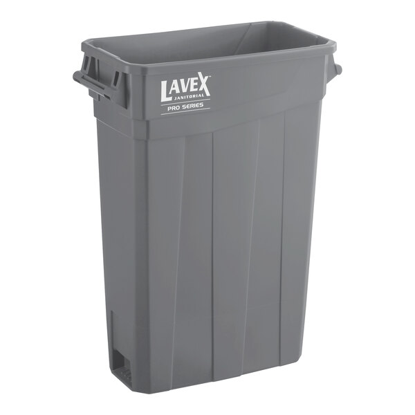 Lavex Janitorial Pro Series 23 Gallon Gray Slim Rectangular Trash Can