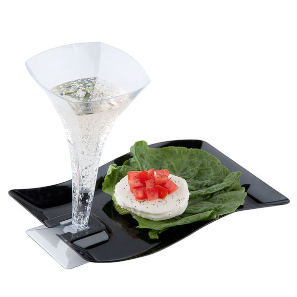 Fineline Wavetrends 1409-BK 6" x 9 1/2" Black Plastic Cocktail Plate ...