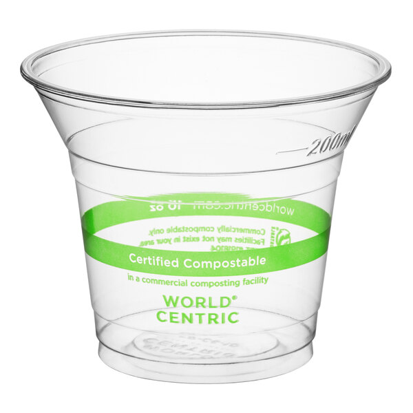 World Centric 10 oz. PLA Plastic Compostable Cold Cup - 1000/Case