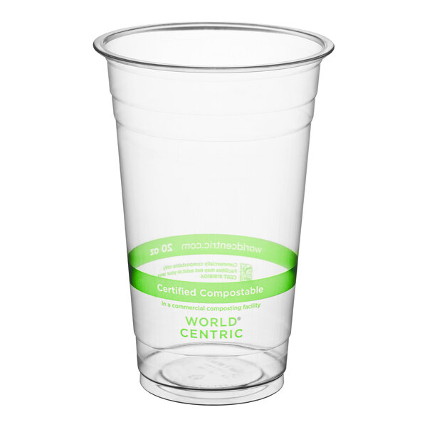 World Centric 20 oz. PLA Plastic Compostable Cold Cup - 1000/Case