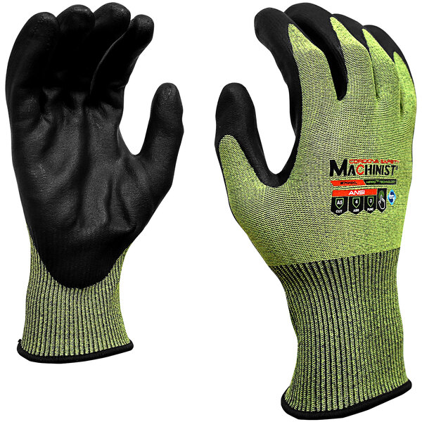Cordova Machinist Hi-Vis Green HPPG Cut-Resistant Gloves with Black ...