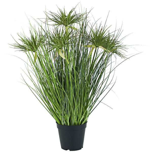 Kalalou Artificial Cyprus Grass in Black Plastic Pot